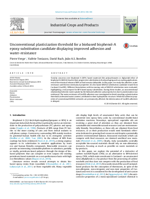 (PDF) Unconventional plasticization threshold for a biobased bisphenol ...
