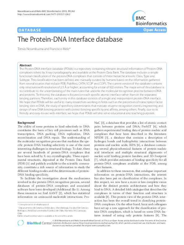 (PDF) The Protein-DNA Interface database