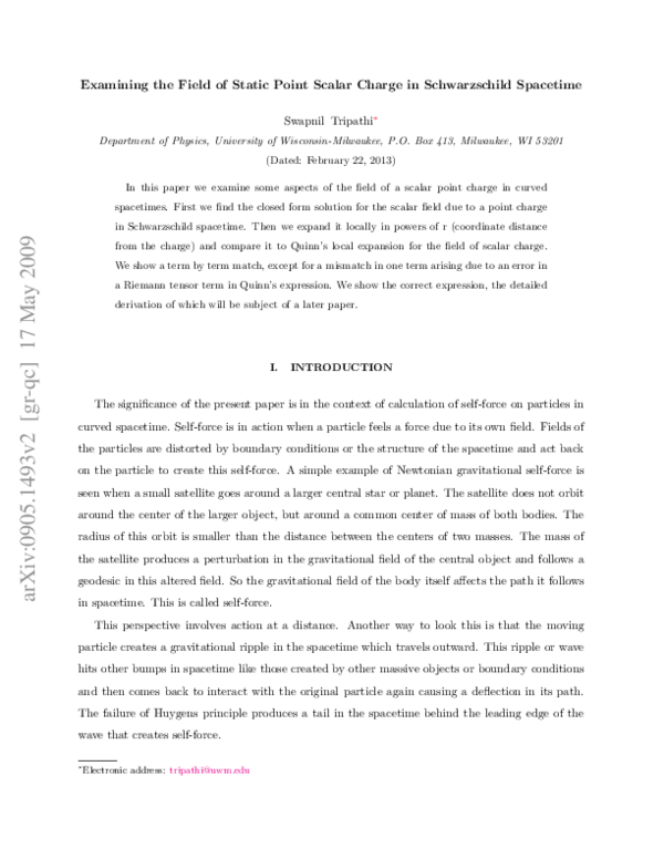 Pdf Examining The Field Of Static Point Scalar Charge In