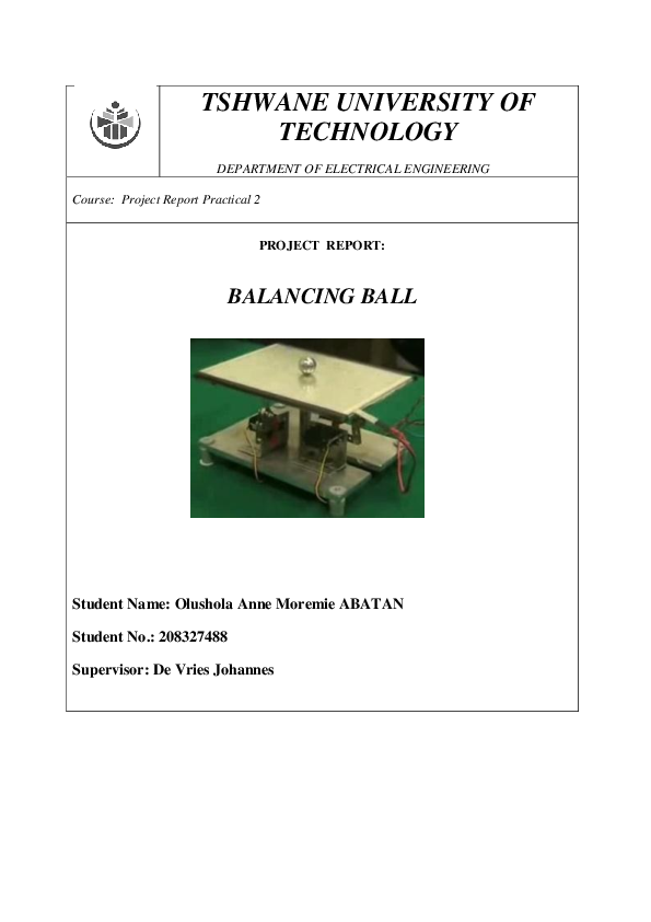 (DOC) Ball on Plate BALANCING