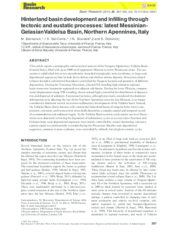 (PDF) Hinterland basin development and infilling through tectonic and ...