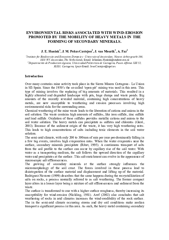 (PDF) ENVIRONMENTAL RISKS ASSOCIATED WITH WIND-EROSION PROMOTED BY THE ...