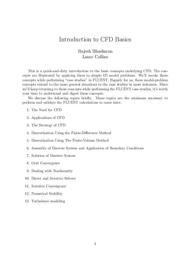 (PDF) Introduction to CFD Basics