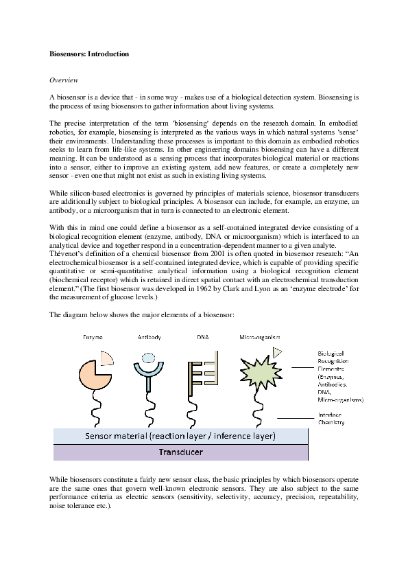 (PDF) Biosensors: Introduction