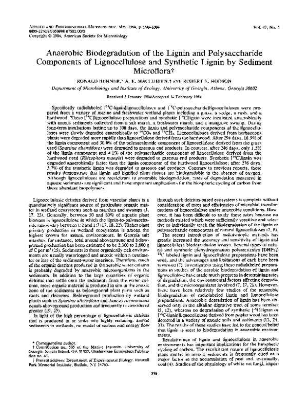 (PDF) Anaerobic biodegradation of the lignin and polysaccharide ...