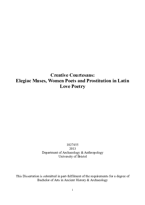 (DOC) Creative Courtesans: Elegiac Muses, Women Poets and Prostitution ...