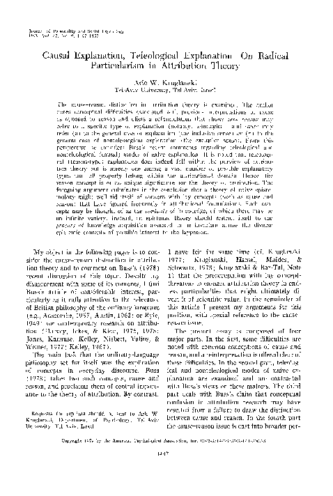 (PDF) Kruglanski, A. (1979). Causal explanation, teleological ...