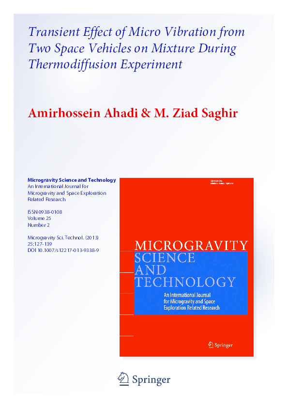 (PDF) 2 3 Microgravity Science and Technology An International Journal ...