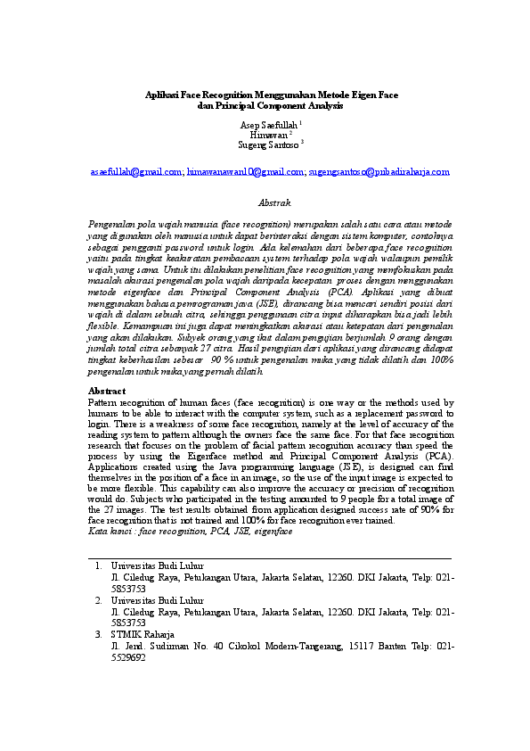 Doc Aplikasi Face Recognition Menggunakan Metode Eigen Face Dan Principal Component Analysis
