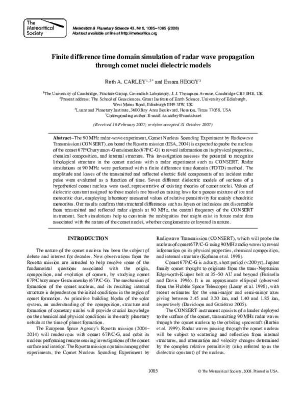 Pdf Finite Difference Time Domain Simulation Of Radar Wave