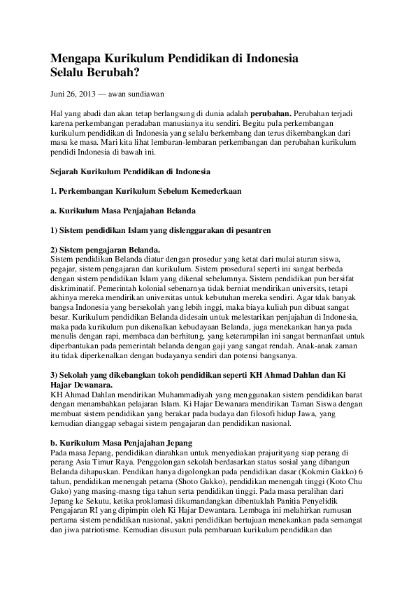 (DOC) Kurikulum selalu berubah