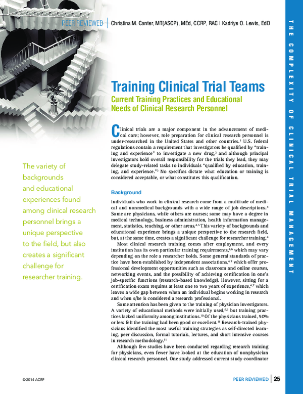 (PDF) Clinical Trial Team Training Needs and Gaps