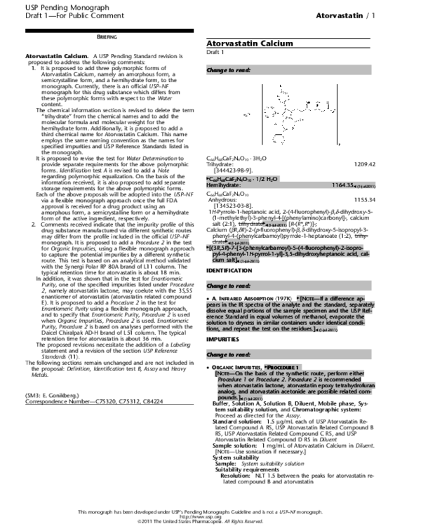 (PDF) Atorvastatin substance USP