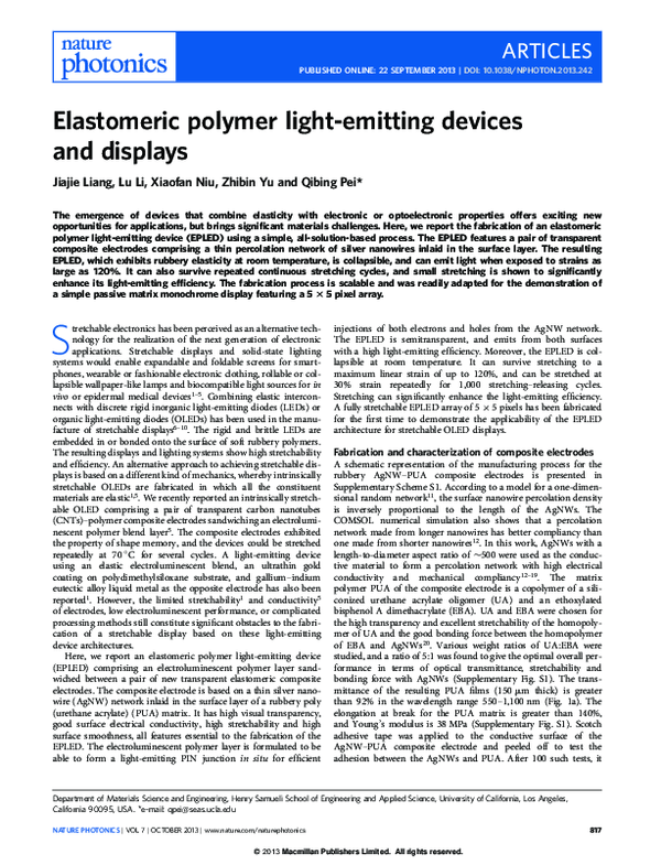 (PDF) Elastomeric polymer light-emitting devices and displays