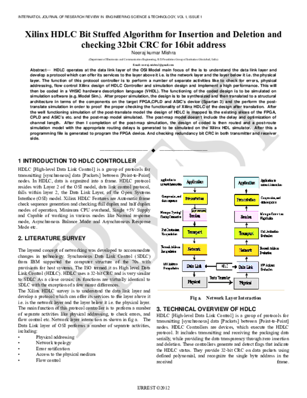 (DOC) Xilinx HDLC Bit Stuffed Algorithm for Insertion and Deletion and checking 32bit CRC for ...