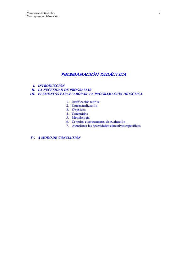(PDF) Programación Didáctica 1 Pautas para su elaboración
