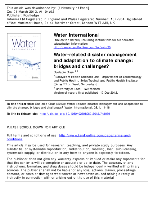 Water-related disaster management and adaptation to climate change ...