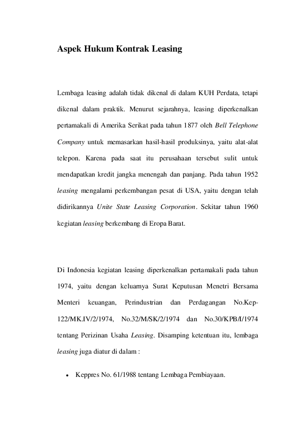 (DOC) Aspek Hukum Kontrak Leasing