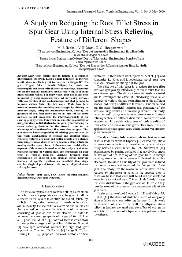 (PDF) Spur Gear Using Internal Stress Relieving Feature of Different Shapes