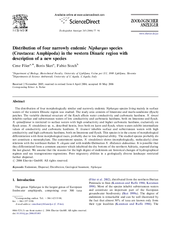 (PDF) Distribution of four narrowly endemic Niphargus species ...