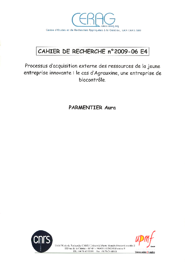 (PDF) Processus d'acquisition externe des ressources de la jeune ...