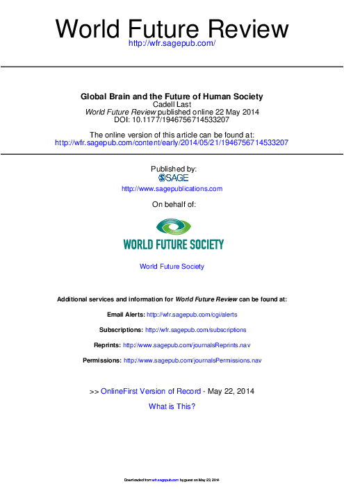 (PDF) Global Brain and the Future of Human Society