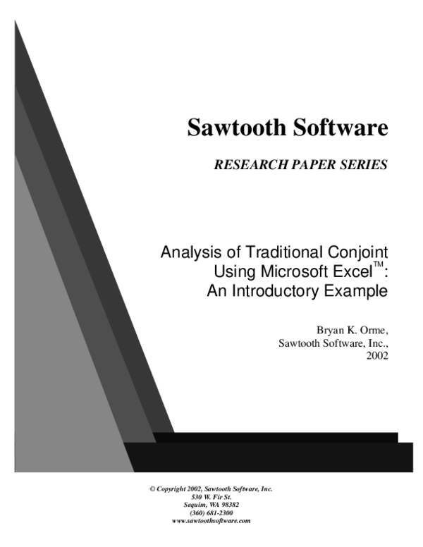 (PDF) Sawtooth Software Analysis of Traditional Conjoint Using ...