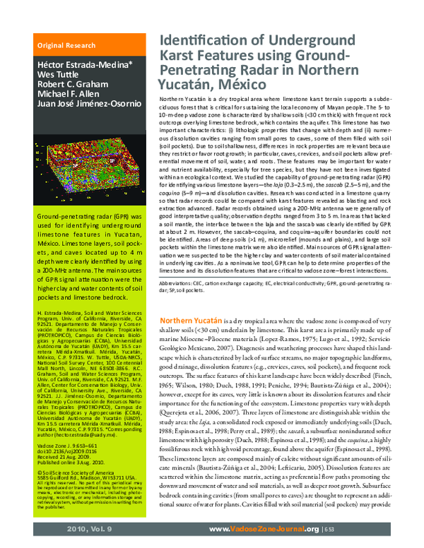 (PDF) 2010. Identification of underground karst features using Ground-Penetrating Radar (GPR) in ...