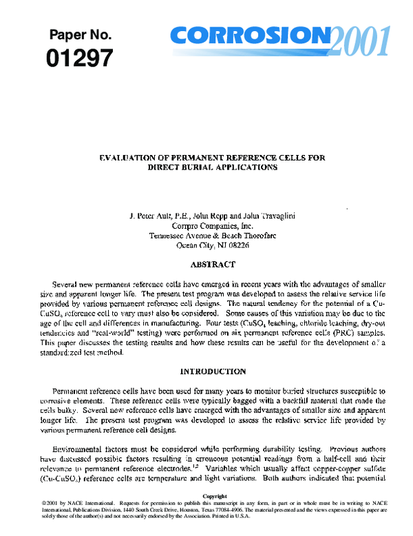 (PDF) Evaluation of Permanent Reference Cells for Direct Burial ...