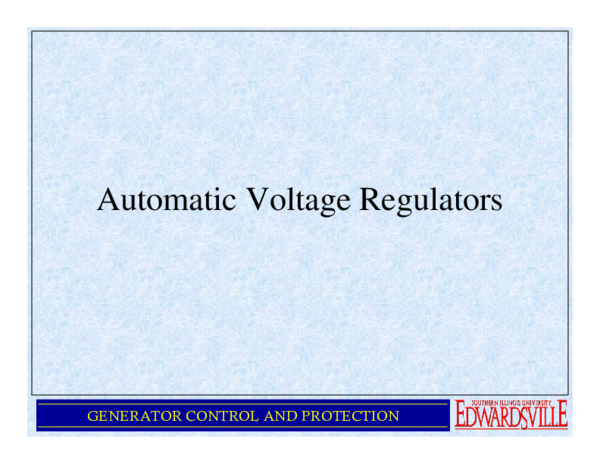 (PDF) GENERATOR CONTROL AND PROTECTION Automatic Voltage Regulators