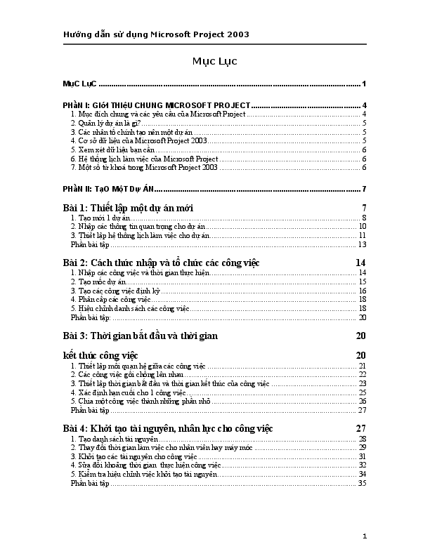 (PDF) Hướng dẫn sử dụng Microsoft Project 2003