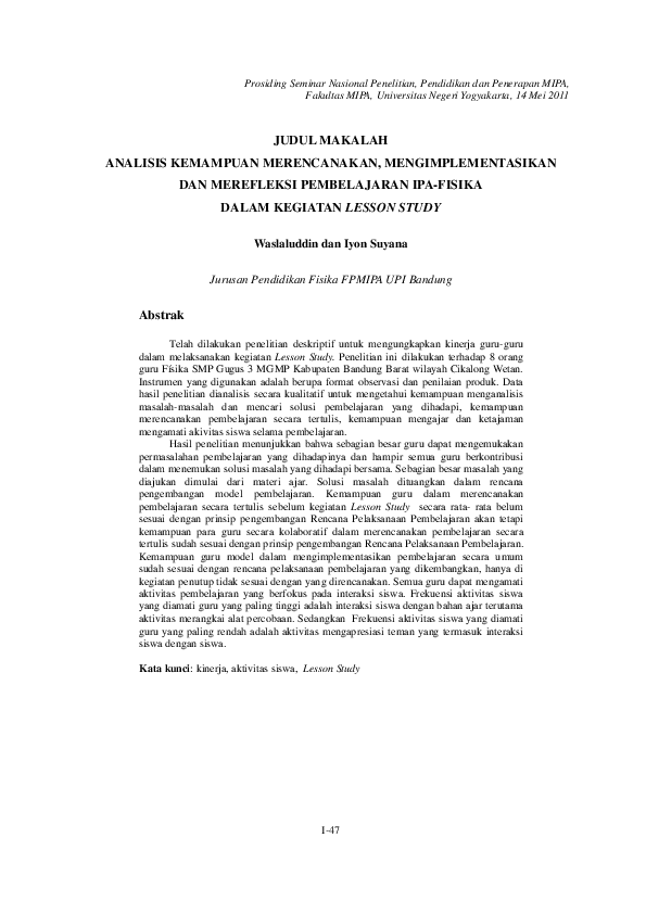 (PDF) Prosiding Seminar JUDUL MAKALAH ANALISIS KEMAMPUAN MERENCANAKAN ...