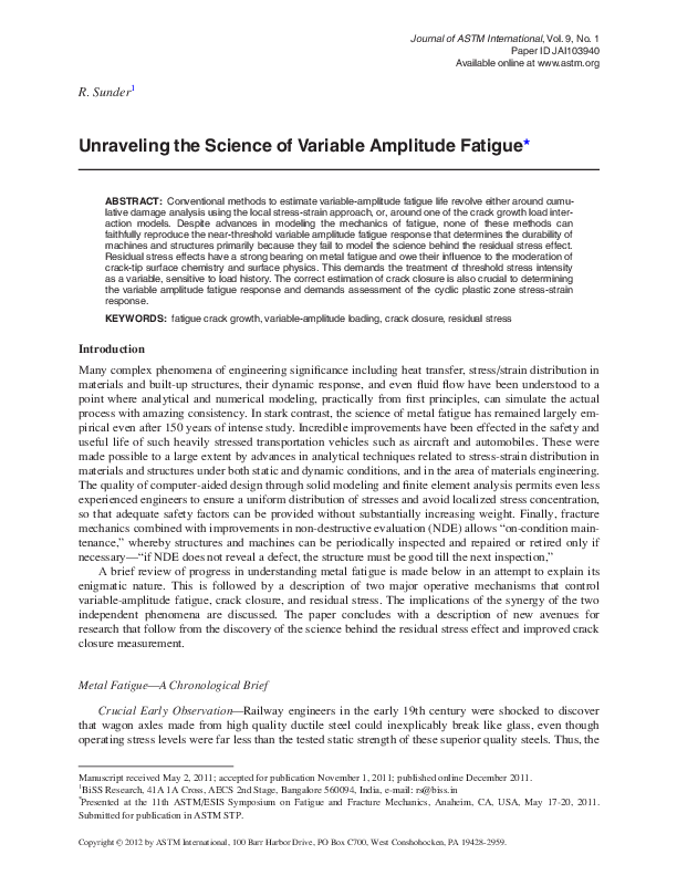 (PDF) R Unraveling the Science of Variable Amplitude Fatigue