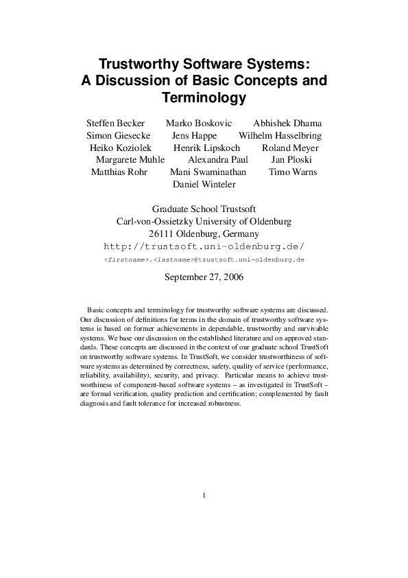 (PDF) Trustworthy software systems: a discussion of basic concepts and ...