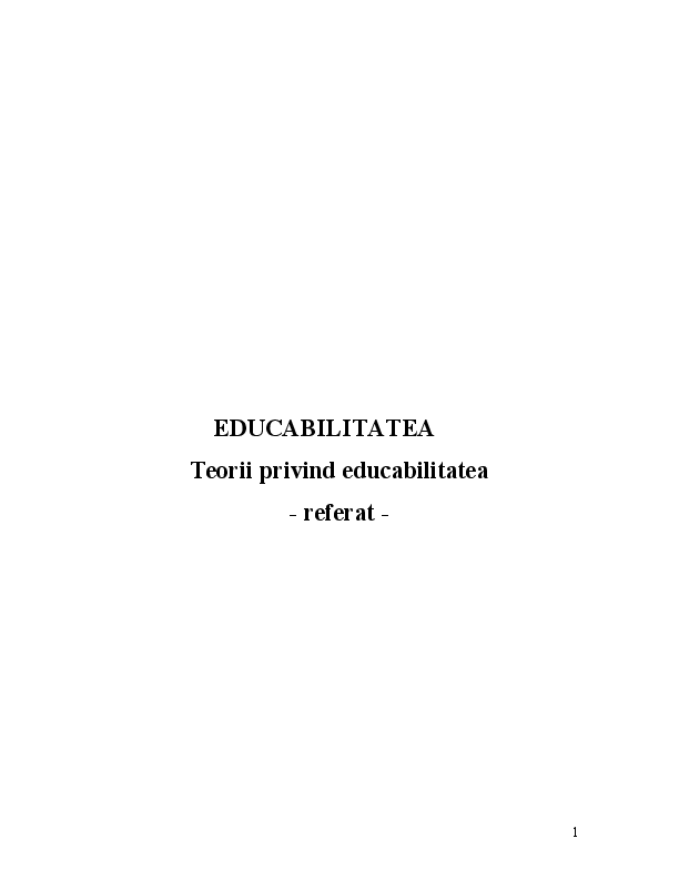 (DOC) EDUCABILITATEA Teorii privind educabilitatea -referat