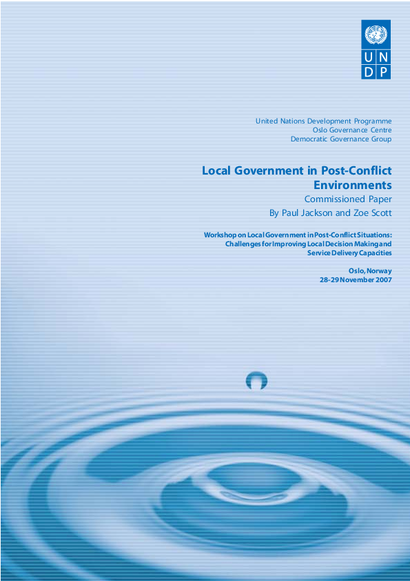 (PDF) Local Government in Post-Conflict Environments UNDP