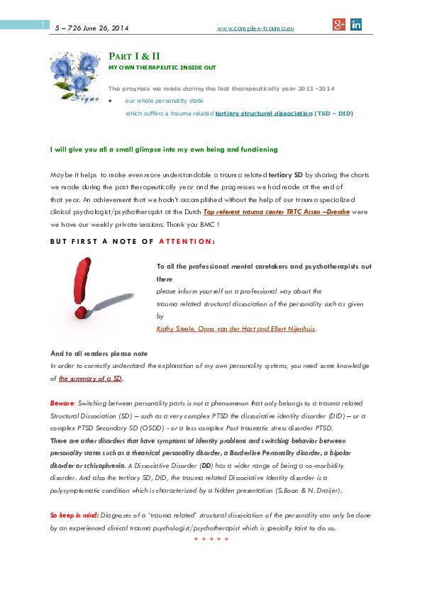 (PDF) 140626 complex PTSD - Tertiary Structural Dissociation (DID)
