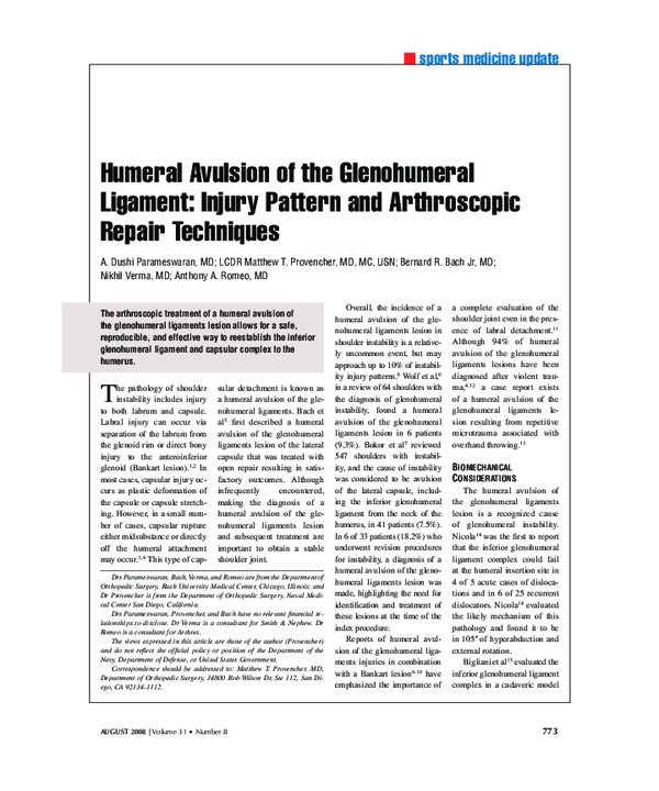 (PDF) Humeral Avulsion of the Glenohumeral Ligament: Injury Pattern and ...