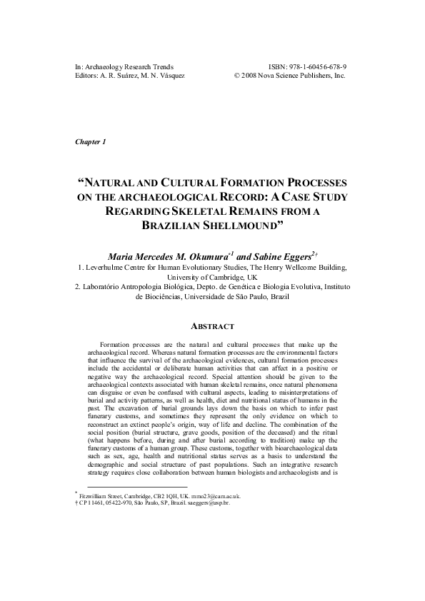 (PDF) Natural and Cultural Formation Processes on the Archaeological Record
