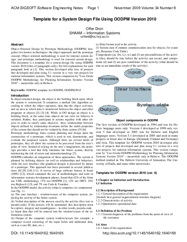 (PDF) (180) Template for a system design file using OODPM version 2010