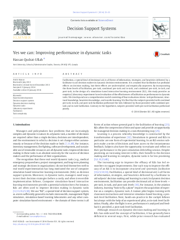 (PDF) Yes we can: Improving performance in dynamic tasks