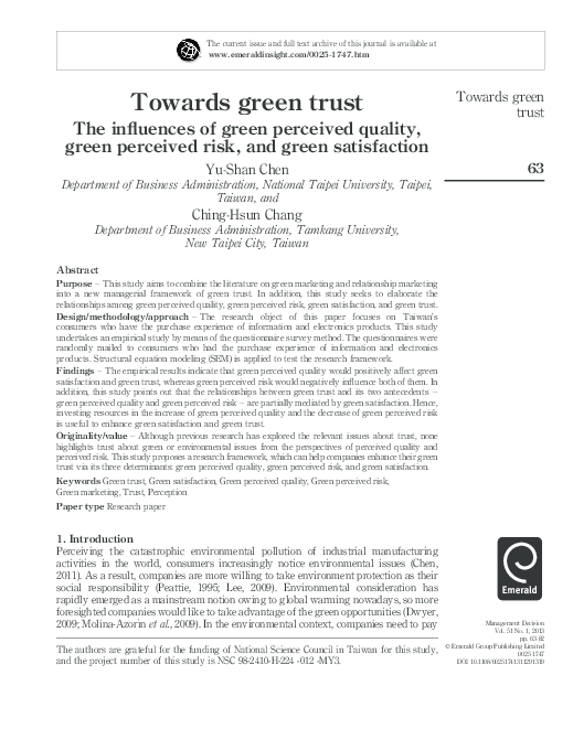 (PDF) Towards green trust The influences of green perceived quality ...