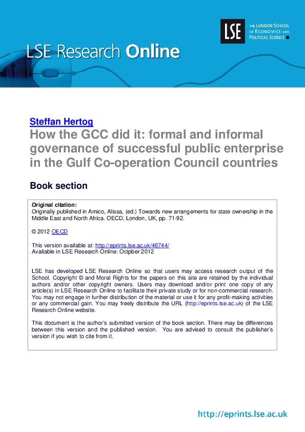 (PDF) How the GCC did it: formal and informal governance of successful ...