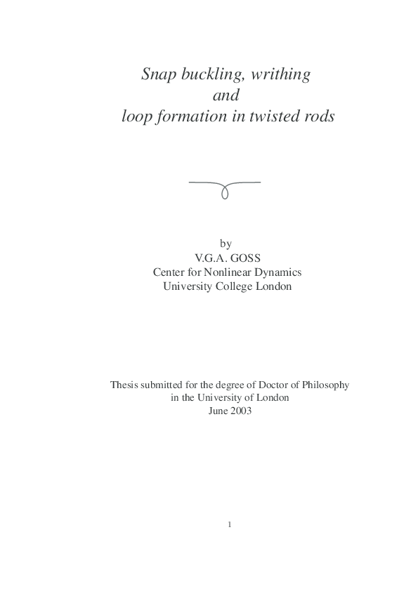 (PDF) Snap buckling, writhing and loop formation in twisted rods