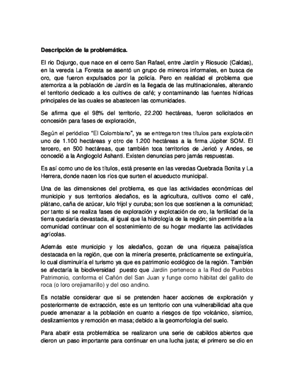 (DOC) Descripcion de la problematica