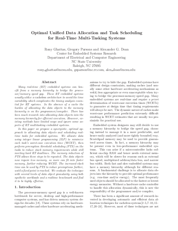 Pdf Optimal Unified Data Allocation And Task Scheduling For Real Time
