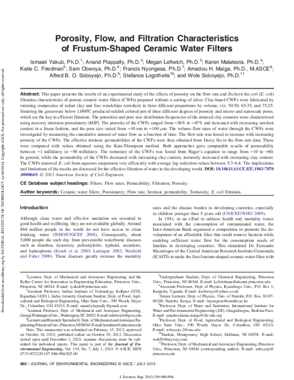 (PDF) Porosity, Flow, and Filtration Characteristics of Frustum-Shaped ...