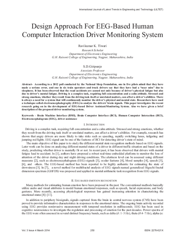 (PDF) Design Approach For EEG-Based Human Computer Interaction Driver ...