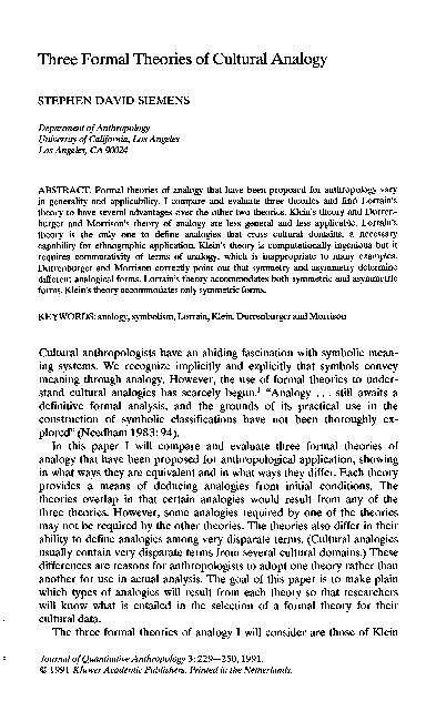 (PDF) Three Formal Theories of Cultural Analogy