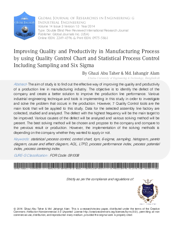 Improving Quality and Productivity in Manufacturing Process by using ...